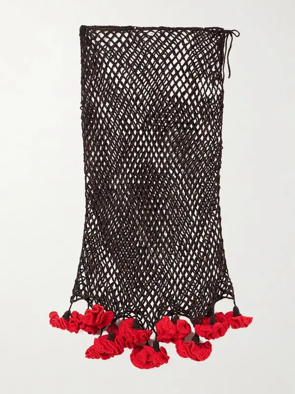 Alaïa Embellished Crocheted Midi Skirt