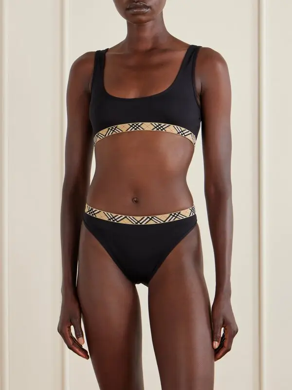 Burberry Checked Bikini Top - Black