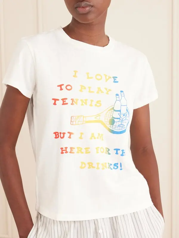 MOTHER The Boxy Goodie Goodie Printed Cotton-jersey T-shirt - White