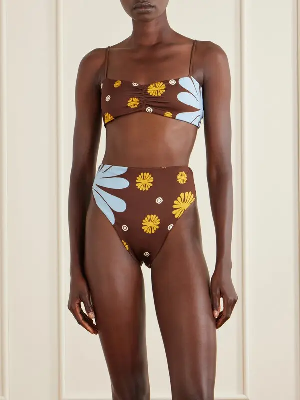 CALA DE LA CRUZ Lilo" Printed Bikini - Brown