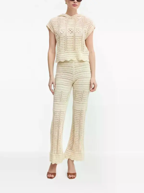 TWINSET Beige Crochet Knit Hooded Top