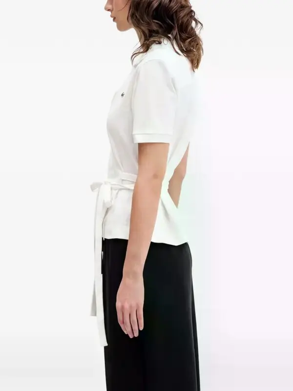 Lacoste V-neck Tie-detail Polo Shirt