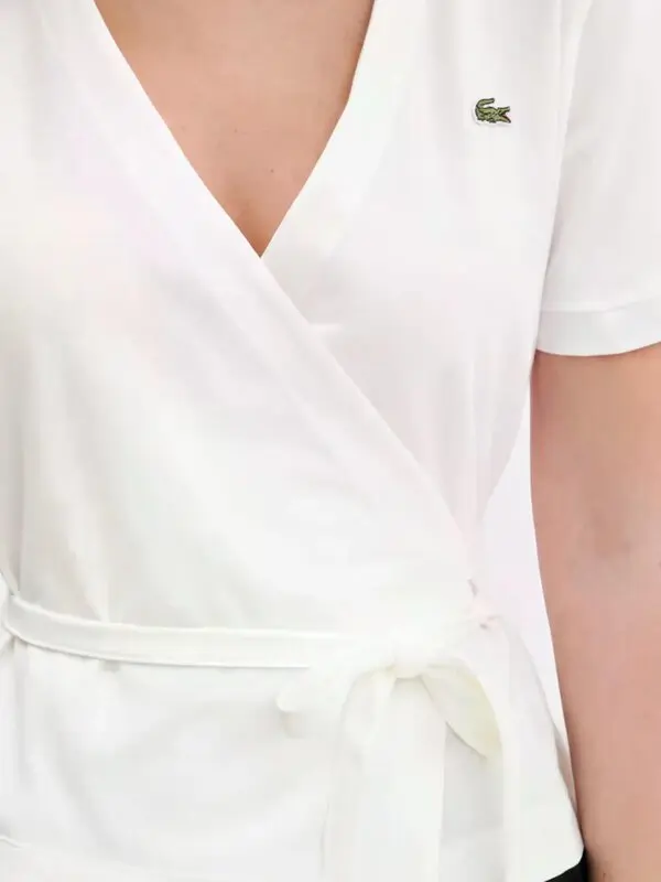 Lacoste V-neck Tie-detail Polo Shirt