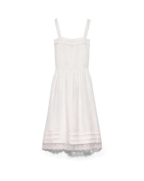 Prada Embroidered Old Washed Silk Dress - Neutral