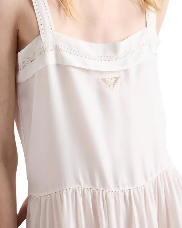 Prada Embroidered Old Washed Silk Dress - Neutral