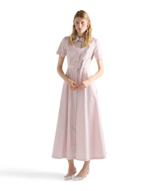 Prada Embroidered Poplin Shirt Dress