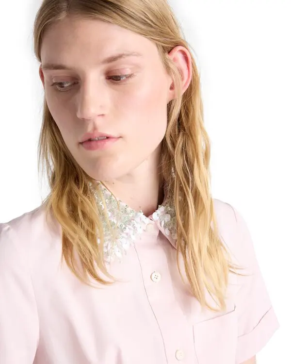 Prada Embroidered Poplin Shirt Dress