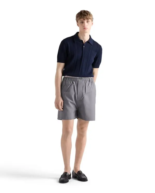 Prada Short-sleeved Openwork Cotton Polo Shirt