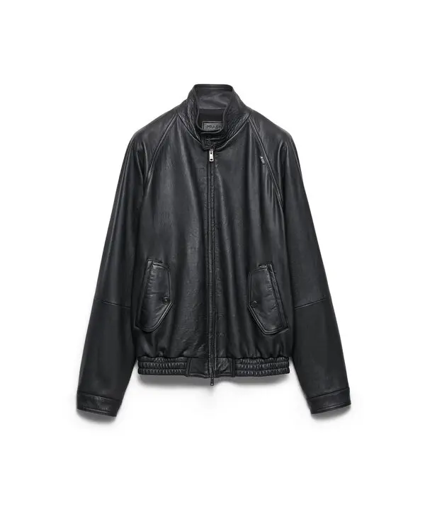 Prada Nappa Leather Bomber Jacket - Black