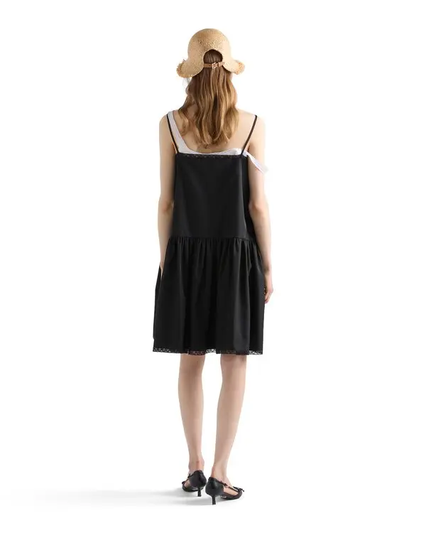 Prada Re-nylon Mini Dress With Lace Trim