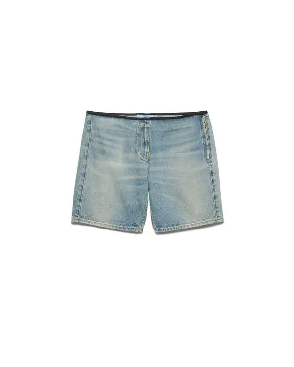 Prada Washed Denim Bermudas - Blue