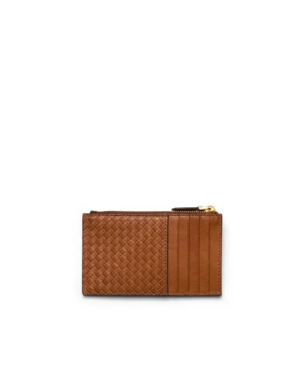 Prada Woven Madras Leather Card Holder