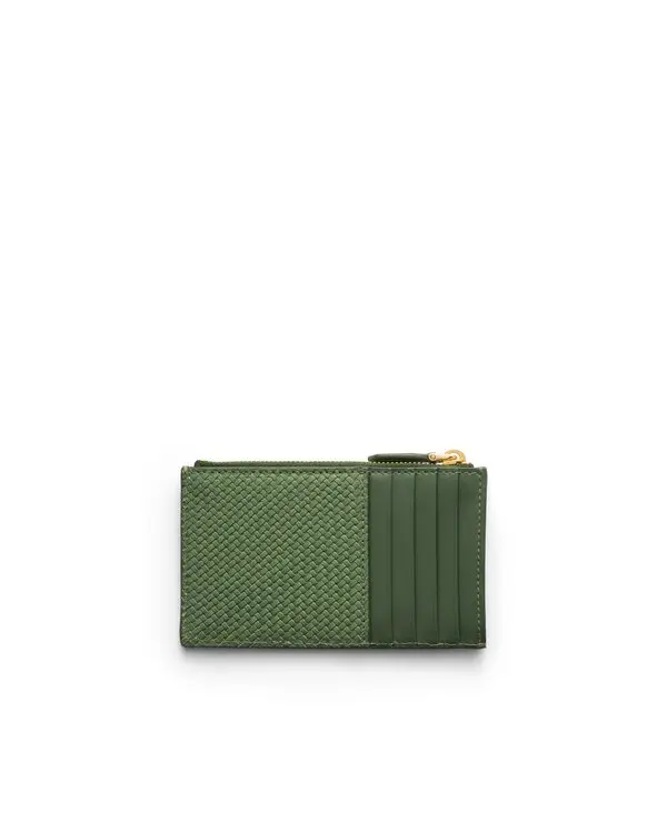 Prada Woven Madras Leather Card Holder