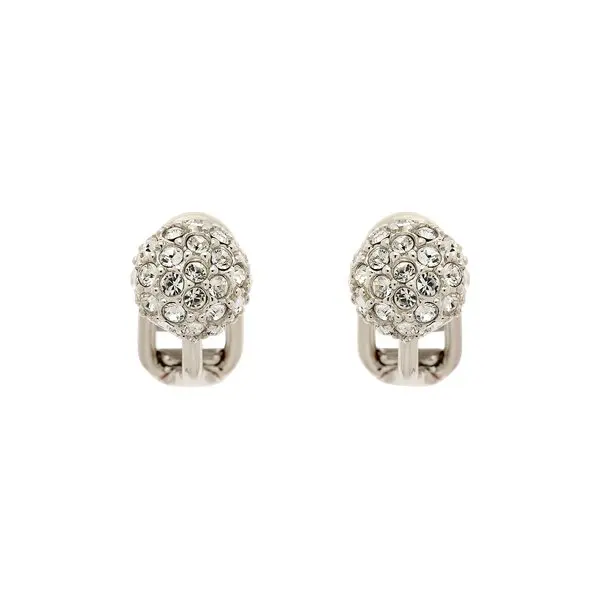 EMMA HOLLAND JEWELLERY Platinum Pave Crystal Stud Clip Earrings - Silver