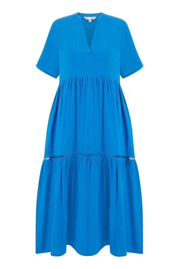 YUMI Double Cotton Long Kaftan - Blue