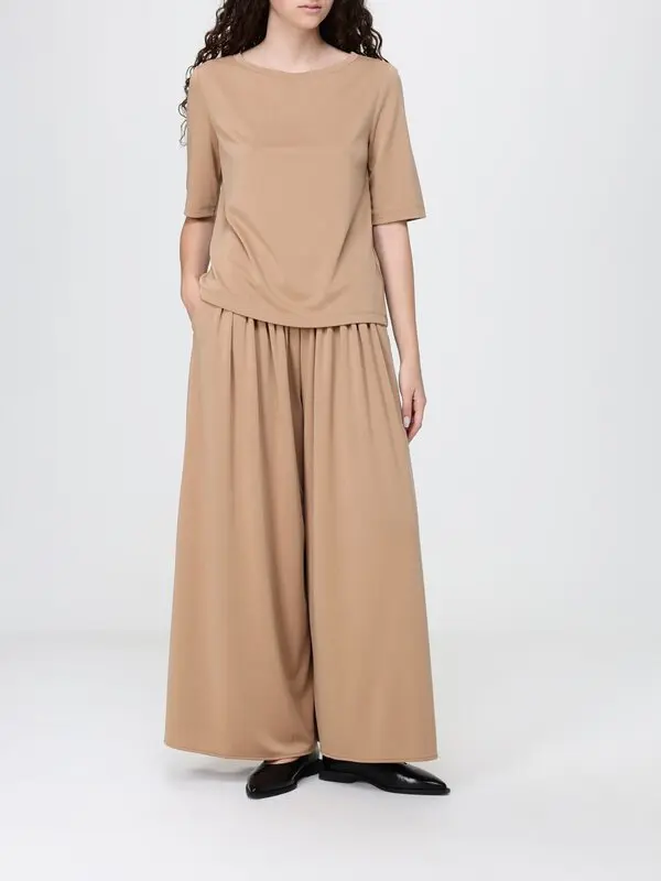 Max Mara Wide Leg Pleated Trousers - Camel