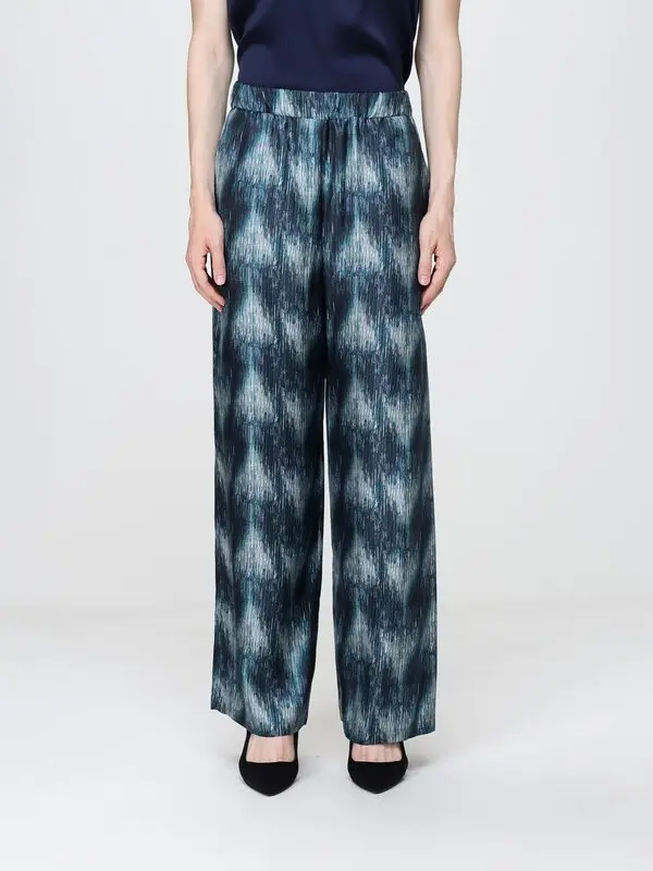 Max Mara Silk Palazzo Trousers With Abstract Print - Blue