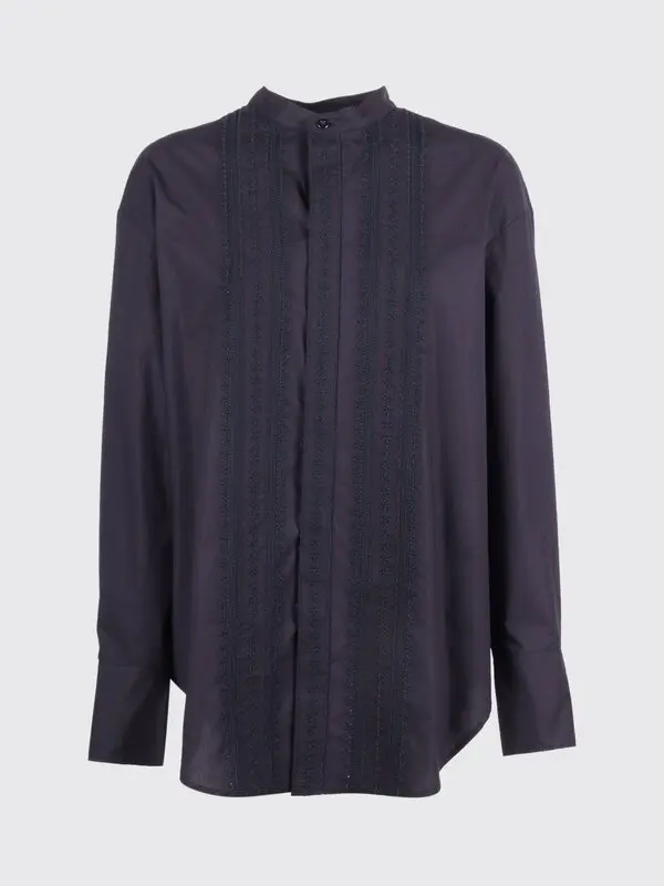 FORTE_FORTE Embroidered Cotton Shirt - Blue