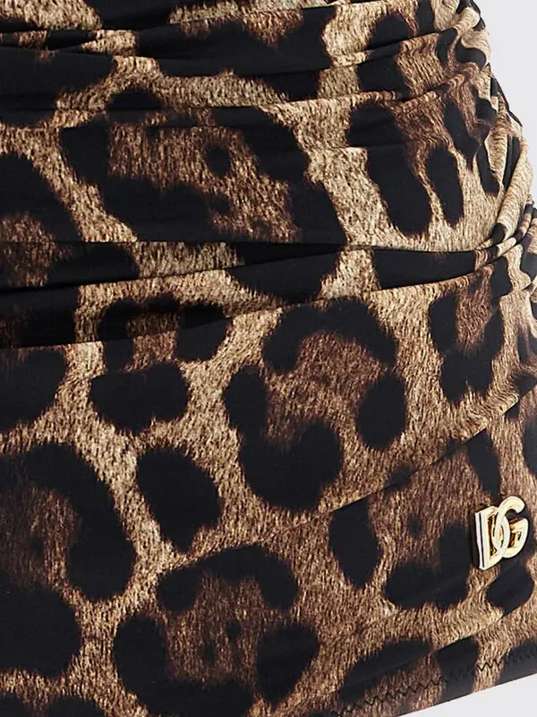 Dolce & Gabbana Animal Print Halterneck One-piece Swimsuit - Brown