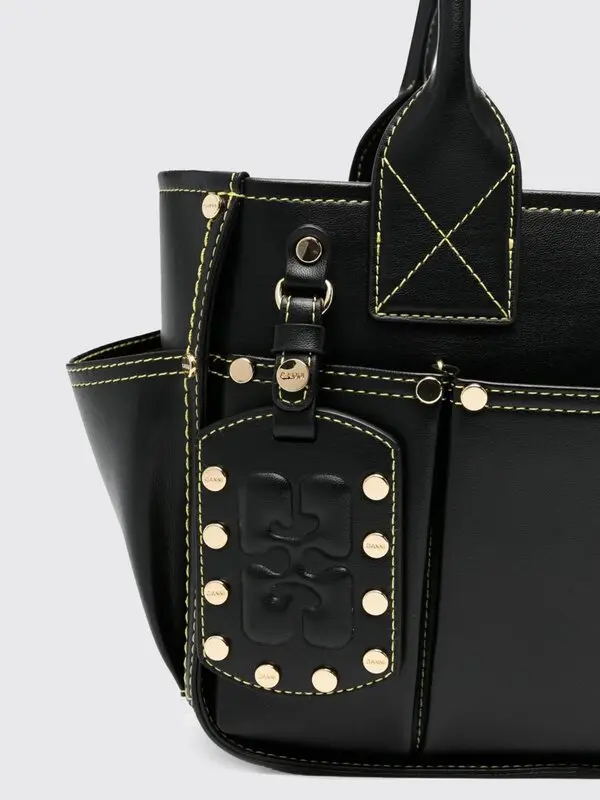 GANNI Recycled Leather Studded Tote Bag
