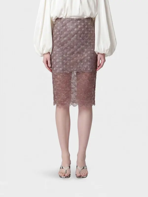 ROTATE BY BIRGER CHRISTENSEN Embellished Midi Skirt - Grey