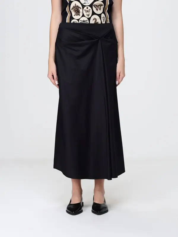 Max Mara Draped A-line Midi Skirt - Black