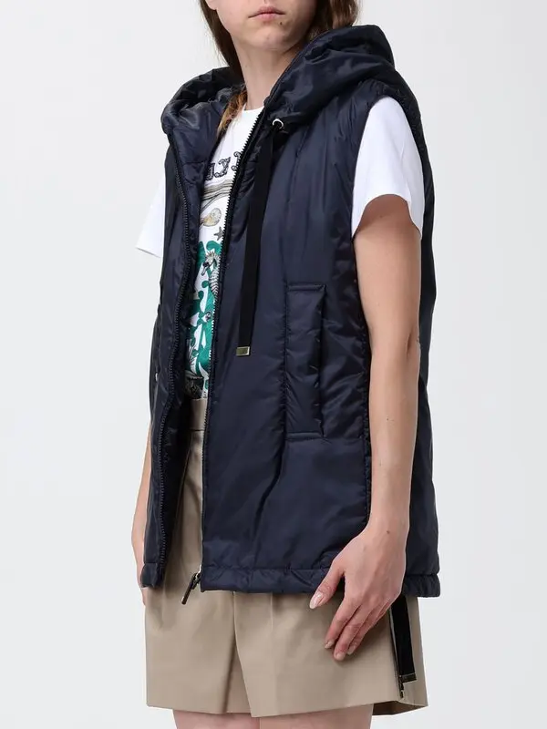 Max Mara Padded Nylon Hooded Gilet - Blue