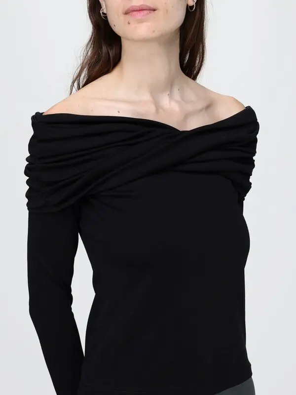 Max Mara Long Sleeve Draped Cut Out Top - Black
