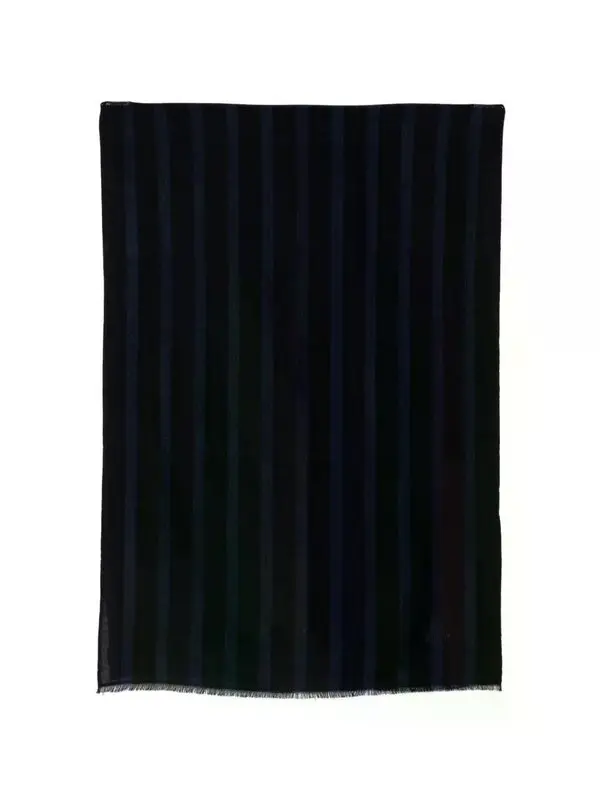 Brioni Vertical-stripe Frayed Scarf - Blue
