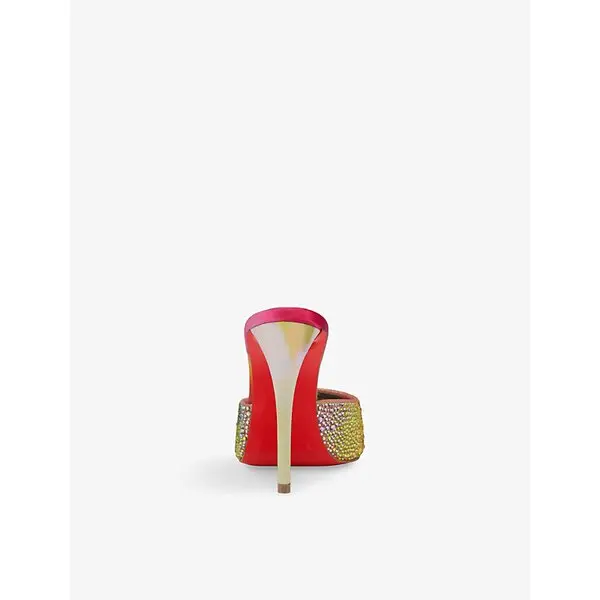 CHRISTIAN LOUBOUTIN Miss Z Strass 100 Leather Heeled Mules - Multi/lin Multi
