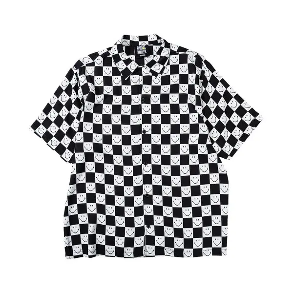 MARKET Smiley Checkerboard Short-sleeve Woven Shirt - Black
