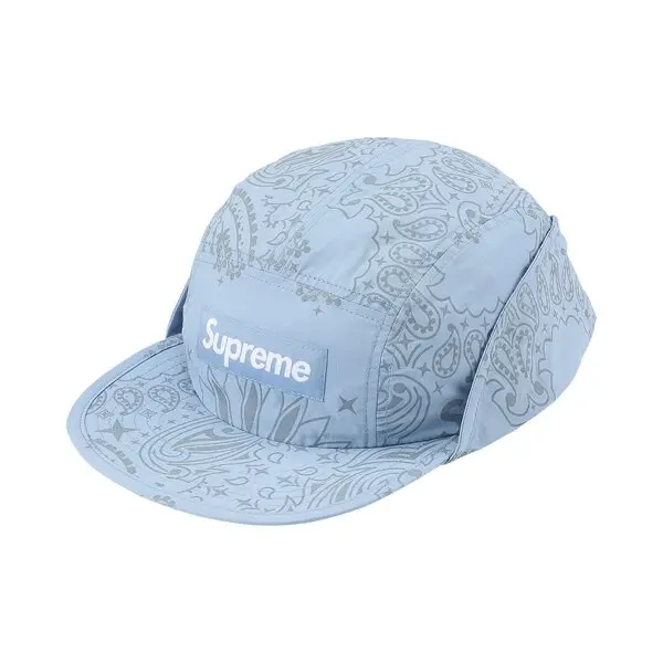 Supreme Reflective Bandana Sunshield Camp Cap - Blue