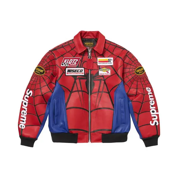 Supreme X Vanson Leathers Spider-man Jacket - Red