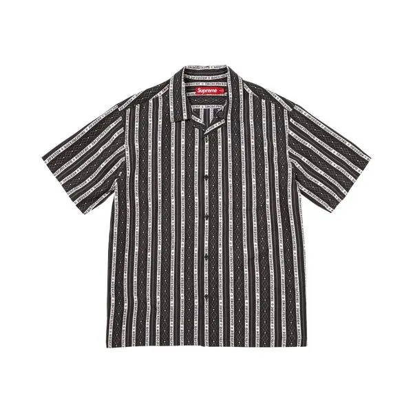 Supreme Old English Stripe Silk Short-sleeve Shirt - Black
