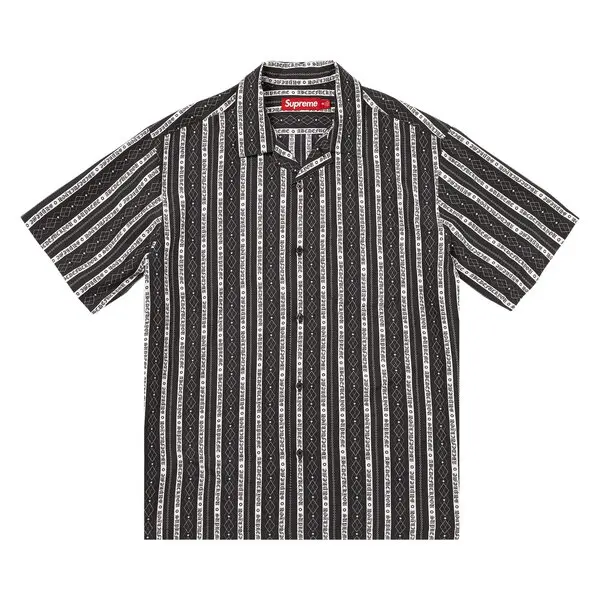 Supreme Old English Stripe Silk Short-sleeve Shirt - Black