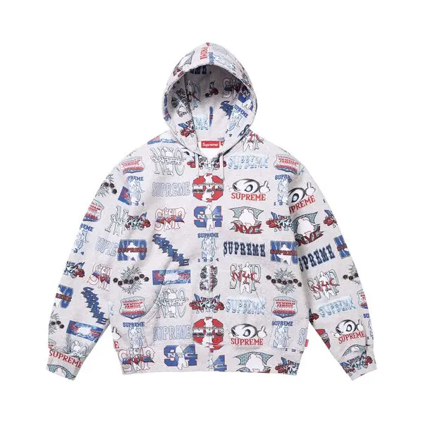 Supreme Flash Zip Up Hooded Sweatshirt 'ash - Grey
