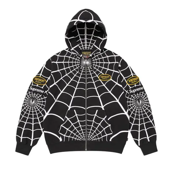 Supreme X Vanson Leathers Spider-man Zip Up Hooded Sweatshirt