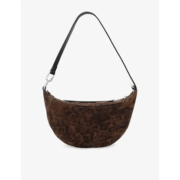 ALLSAINTS Luna Leppo Suede Shoulder Bag - Leopard Brown