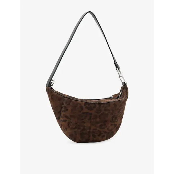 ALLSAINTS Luna Suede Leopard Print Shoulder Bag - Leopard Brown