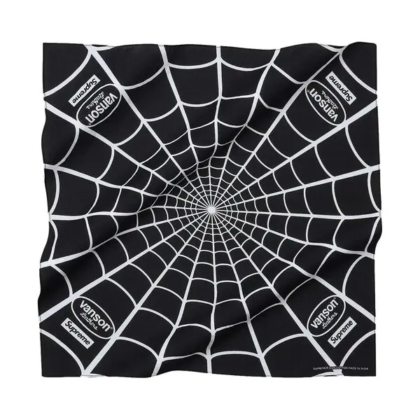 Supreme X Vanson Leathers Spider Web Bandana - Black