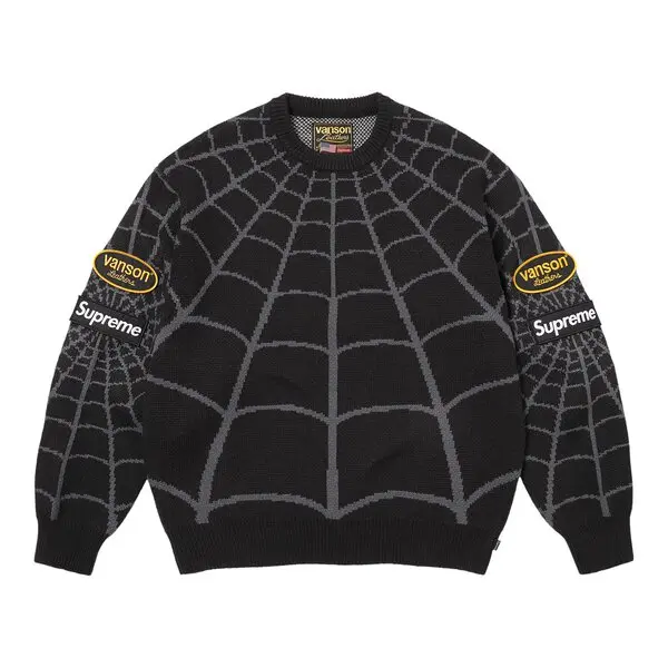 Supreme X Vanson Leathers Spider-man Knit Sweater - Black