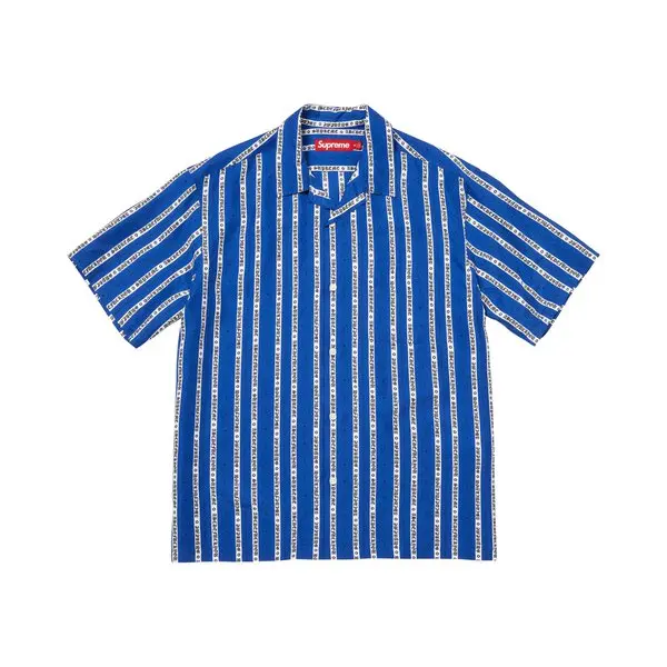 Supreme Old English Stripe Silk Short-sleeve Shirt 'royal - Blue