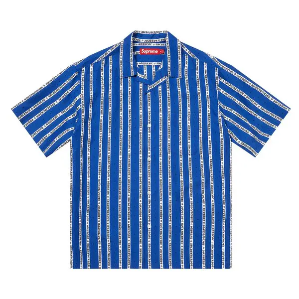 Supreme Old English Stripe Silk Short-sleeve Shirt - Blue