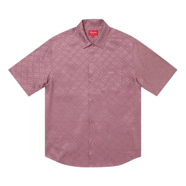 Supreme Tonal Monogram Silk Short-sleeve Shirt 'dusty - Purple