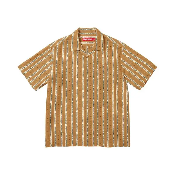 Supreme Old English Stripe Silk Short-sleeve Shirt - Gold