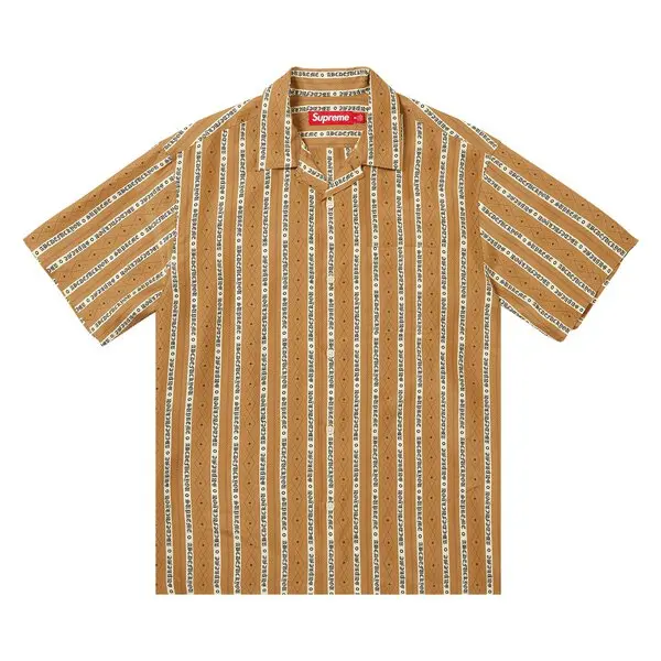 Supreme Old English Stripe Silk Short-sleeve Shirt - Gold