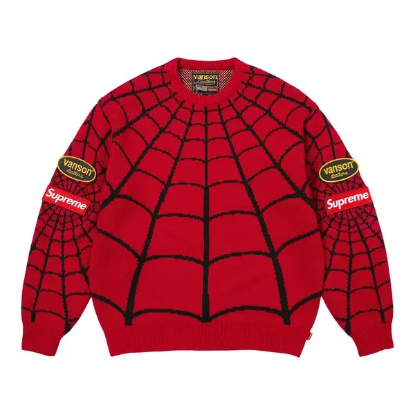 Supreme X Vanson Leathers Spider-man Knit Sweater - Red