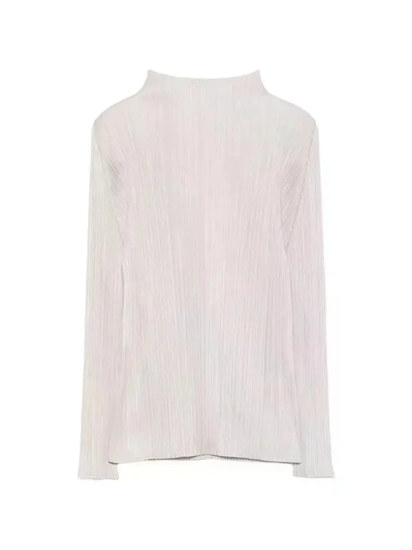 Issey Miyake Long Sleeve High Neck Blouse - Grey