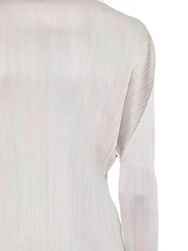 Issey Miyake Long Sleeve High Neck Blouse - Grey