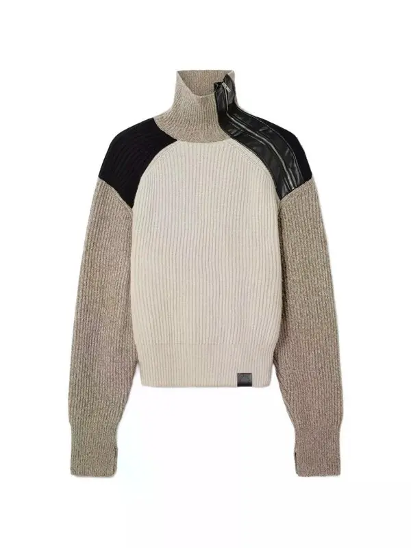 Stella McCartney Zip-panel Ribbed-knit Sweater - Neutrals